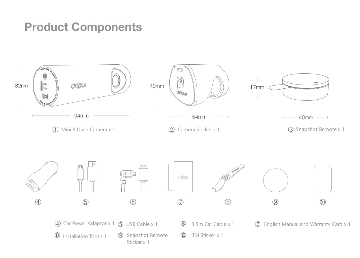 DDPai Mini 3 Dashcam 1600p 360° rotatable 32GB – Matilda Sports